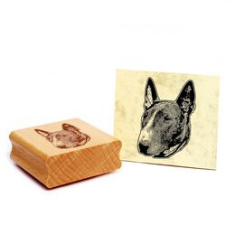 Dekolando Stempel Motivstempel Bullterrier Stempel Hund Holzstempel 34 x 48 mm