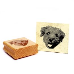 Dekolando Stempel Motivstempel Border Terrier Stempel Hund Holzstempel 48 x 44 mm