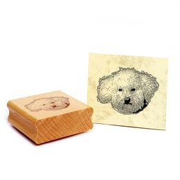Dekolando Stempel Motivstempel Bologneser Stempel Hund Holzstempel 48 x 37 mm