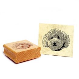 Dekolando Stempel Motivstempel Kleinpudel Stempel Hund Holzstempel 48 x 40 mm