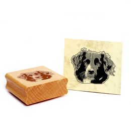 Dekolando Stempel Motivstempel Border Collie Stempel Hund Holzstempel 48 x 39 mm