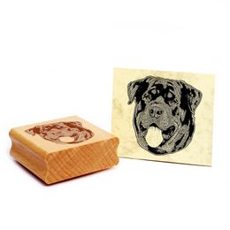 Dekolando Stempel Motivstempel Rottweiler Stempel Hund Holzstempel 46 x 48 mm