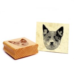 Dekolando Stempel Motivstempel Australian Kelpie Stempel Hund Holzstempel 41 x 48 mm