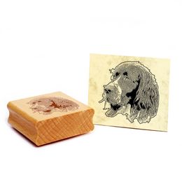 Dekolando Stempel Motivstempel Epagneul Francais Stempel Hund Holzstempel 47 x 48 mm