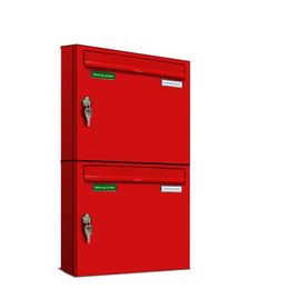 AL Briefkastensysteme Wandbriefkasten 2 Fach Basic Briefkasten A4 in RAL Farbe 3000 Feuer Rot wetterfest