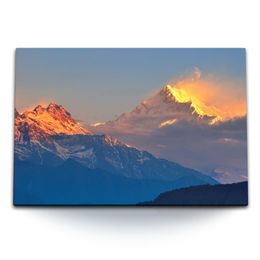 Sinus Art Leinwandbild 120x80cm Wandbild auf Leinwand Berge Berggipfel Schneegipfel Himalaya, (1 St)