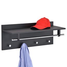 Idimex Garderobenhalter ULF, Wandgarderobe Garderobe mit Kleiderhaken Hutablage Kleiderstange in sc, schwarz