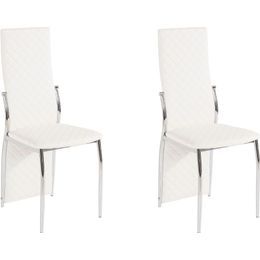 Esszimmerstuhl Inosign "Wilson" Stühle Gr. B/H/T: 45,5 cm x 98 cm x 48 cm, 2 St., Kunstleder, Metall, weiß (weiß, silberfarbend) Küchenstühle