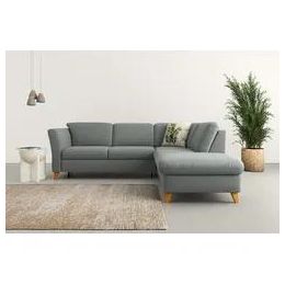 Ecksofa Home Affaire "Trelleborg L-Form" Sofas Gr. B/H/T: 252cm x 86cm x 213cm, Chenille-Optik, Ottomane rechts, mit Bettfunktion-mit Stauraum, grau Federkern-Polsterung, wahlweise mit Bettfunktion und Stauraum