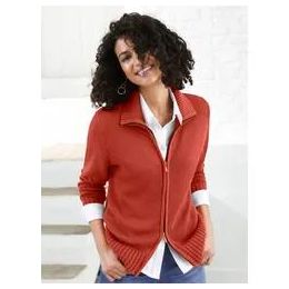 Strickjacke Casual Looks Gr. 52, rot (rostrot) Damen Strickjacken