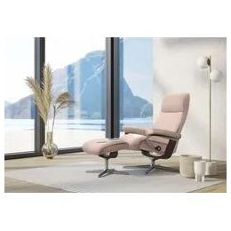 Relaxsessel stressless "View" Sessel Gr. ROHLEDER Stoff Q2 FARON, Cross Base Wenge, Relaxfunktion-Drehfunktion-PlusTMSystem-Gleitsystem-BalanceAdaptTM, B/H/T: 78cm x 108cm x 78cm, pink (light q2 faron) mit Hocker, Cross Base, Größe S, M & L, Holzakzent Wenge