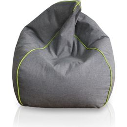 Kinzler Sitzsack, Leinenoptik mit Neon-Piping, Apfelgr&uuml;n
