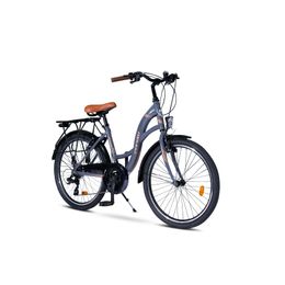 26" Zoll Alu City Bike Mädchen Fahrrad Aluminium Shimano 21 Gang RH 13-14"