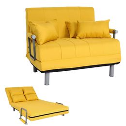 Schlafsessel MCW-K29, Klappsessel Schlafsofa G&auml;stebett Relaxsessel, Liegefl&auml;che 186x97cm Stoff (270g/m&sup2;) ~ gelb