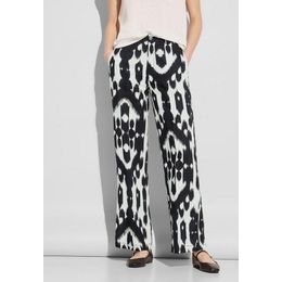 Street One Leinenhose mit All-Over Print, schwarz