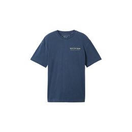 Tom Tailor Denim Herren T-Shirt mit Logoprint, blau, Logo Print, Gr. S