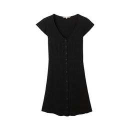 Tom Tailor Denim Damen Minikleid mit Leinen, schwarz, Uni, Gr. XL