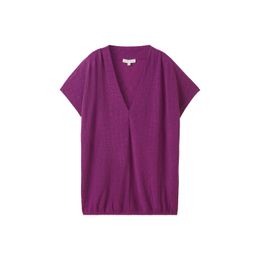 Tom Tailor Damen T-Shirt mit Lochmuster, lila, Uni, Gr. XXL