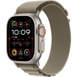 Smartwatch Apple "Watch Ultra 2 GPS 49 mm + Cellular Titanium S" Smartwatches grün (titanium, olive alpine) Fitness-Tracker