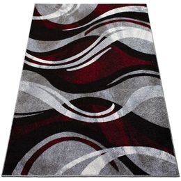Teppich my home "»Joas«" Teppiche Gr. B/L: 280 cm x 380 cm, 9 mm, 1 St., rot Esszimmerteppiche besonders weicher Kurzflor in modernem Wellen Muster, leichter Glanz