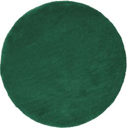 Hochflor-Teppich my home "Microfaser Teppich Magong, besonders weich, sehr feiner Flor" Teppiche Gr. Ø 160 cm, 25 mm, 1 St., grün (dunkelgrün) Esszimmerteppiche