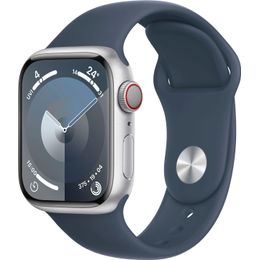 Smartwatch Apple "Watch Series 9 GPS + Cellular 41mm Aluminium S/M" Smartwatches silberfarben (silber) Fitness-Tracker