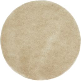 Hochflor-Teppich my home "Microfaser Teppich Magong, besonders weich, sehr feiner Flor" Teppiche Gr. Ø 140 cm, 25 mm, 1 St., beige (sand) Esszimmerteppiche