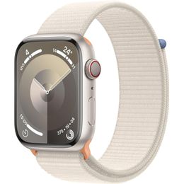 Smartwatch Apple "Watch Series 9 GPS + Cellular 45mm Aluminium One-Size" Smartwatches beige (polarstern) Fitness-Tracker
