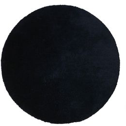 Hochflor-Teppich my home "Microfaser Teppich Magong, besonders weich, sehr feiner Flor" Teppiche Gr. Ø 140 cm, 25 mm, 1 St., schwarz Esszimmerteppiche