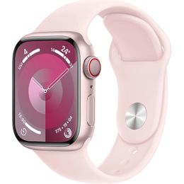 Smartwatch Apple "Watch Series 9 GPS + Cellular 41mm Aluminium M/L" Smartwatches rosa Fitness-Tracker