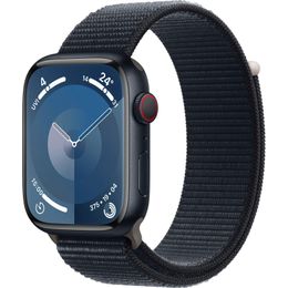 Smartwatch Apple "Watch Series 9 GPS + Cellular 45mm Aluminium One-Size" Smartwatches schwarz (mitternacht) Fitness-Tracker