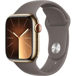 Smartwatch Apple "Watch Series 9 GPS + Cellular 41mm Edelstahl M/L" Smartwatches goldfarben (gold) Fitness-Tracker