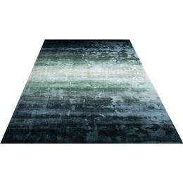 Teppich Home Affaire "Katalin, handgewebt, Teppiche aus 100% Viskose, farblich changierend" Gr. B/L: 240 cm x 320 cm, 12 mm, 1 St., blau (ocean) Esszimmerteppiche