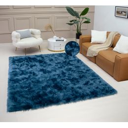 Fellteppich Home Affaire "Dena, Hochflor Teppiche, kuschelig weich" Teppiche Gr. B/L: 180 cm x 230 cm, 60 mm, 1 St., blau (royal) Fellteppich Esszimmerteppiche