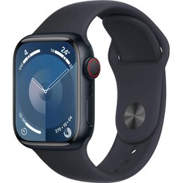 Smartwatch Apple "Watch Series 9 GPS + Cellular 41mm Aluminium S/M" Smartwatches schwarz (mitternacht) Fitness-Tracker