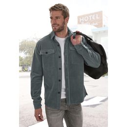 Hemdjacke John Devin "modernes Overshirt, Regularfit mit augesetzten Taschen" Gr. L (52/54), grau (graugrün) Herren Jacken Langarm