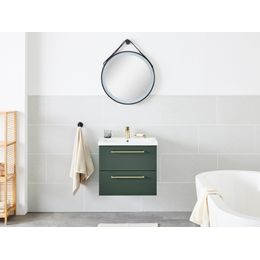 Waschtisch Welltime "Kent Badezimmerschrank Hängeschrank Bad WC mit Waschbecken" Waschtische Gr. eckig, grün (waldgrün, waldgrün) Waschtische