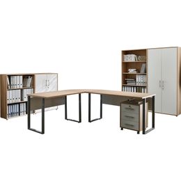 Büro-Set BMG MÖBEL "Tabor Office 1" Arbeitsmöbel-Sets weiß (eiche sonoma, weiß) Büromöbel-Sets