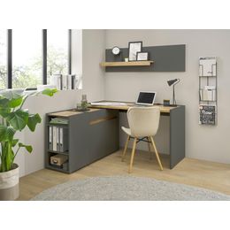 Büromöbel-Set Inosign "CiTY/GiRON" Arbeitsmöbel-Sets Gr. B/H/T: 143 cm x 180 cm x 120 cm, grau (anthrazit) Büromöbel-Sets