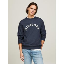 Sweatshirt Tommy Hilfiger "HILFIGER ARCHED HTR SWEATSHIRT" Gr. M, blau (desert sky heather) Herren Sweatshirts