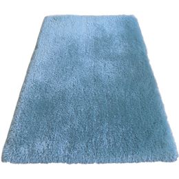 Hochflor-Teppich LEONIQUE "Lasse, hoher Flor, besonders weich durch Mikrofaser" Teppiche Gr. B/L: 200 cm x 300 cm, 76 mm, 1 St., blau (ice, blau) Esszimmerteppiche