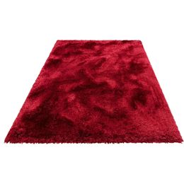 Hochflor-Teppich LEONIQUE "Lasse, hoher Flor, besonders weich durch Mikrofaser" Teppiche Gr. B/L: 120 cm x 180 cm, 76 mm, 1 St., rot (bordeau) Esszimmerteppiche