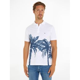 Poloshirt Tommy Hilfiger "PALM PLACEMENT PRINT REG POLO" Gr. L, weiß (white) Herren Shirts Kurzarm