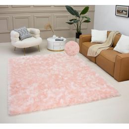 Fellteppich Home Affaire "Dena, Hochflor Teppiche, kuschelig weich" Teppiche Gr. B/L: 90 cm x 150 cm, 60 mm, 1 St., pink Fellteppich Esszimmerteppiche Kunstfell, Uni-Farben, Wohnzimmer, Schlafzimmer, Esszimmer