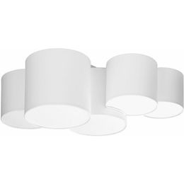 Licht-Erlebnisse - Deckenlampe Stoff 81 cm lang 5-flammig Weiß E27 Modern Wohnzimmer Deckenleuchte - Weiß