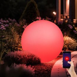 Globo Smart led Außenleuchte dimmbar Steckleuchte Kugel Gartenlampe mit Strom Leuchtkugeln für Garten, rgb Farbwechsel, Erdspieß weiß, 8,5W 806lm