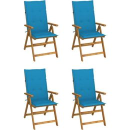 Bonnevie - 4er Set Sonnenliegen Gartenliegen - Liegestühle mit Kissen Akazie Massivholz BV733191