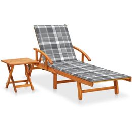 MAISONCHIC - Gartenliege Sonnenliege Relaxliege für Garten, Balkon und Terrrasse mit Tisch und Auflage Akazie Massivholz DE80155