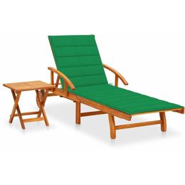 MAISONCHIC Gartenliege Sonnenliege Relaxliege für Garten, Balkon und Terrrasse mit Tisch und Auflage Akazie Massivholz DE84128