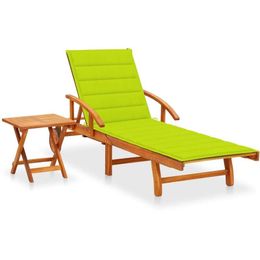 MAISONCHIC - Gartenliege Sonnenliege Relaxliege für Garten, Balkon und Terrrasse mit Tisch und Auflage Akazie Massivholz DE95658